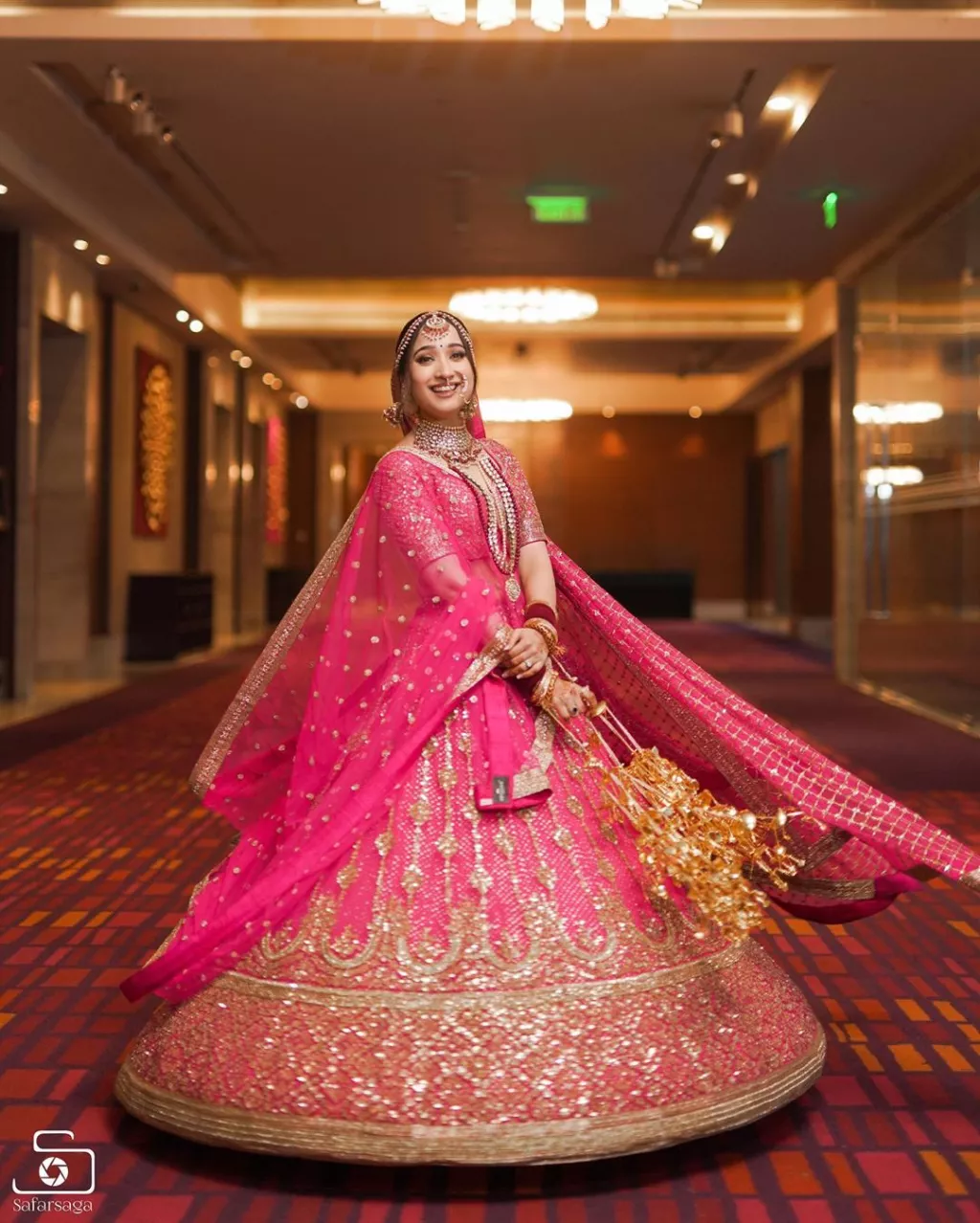 This Bride Wore A Pink-Coloured Sabyasachi Mukherjee Lehenga With A ...