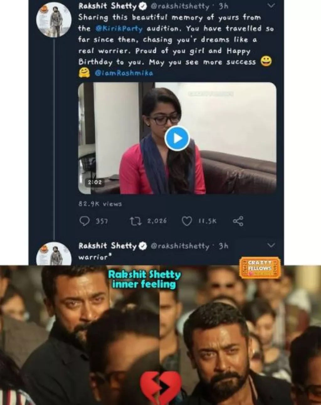 On Rashmika Mandanna's B'Day, Her Ex-Fiance, Rakshit Shares A Video ...