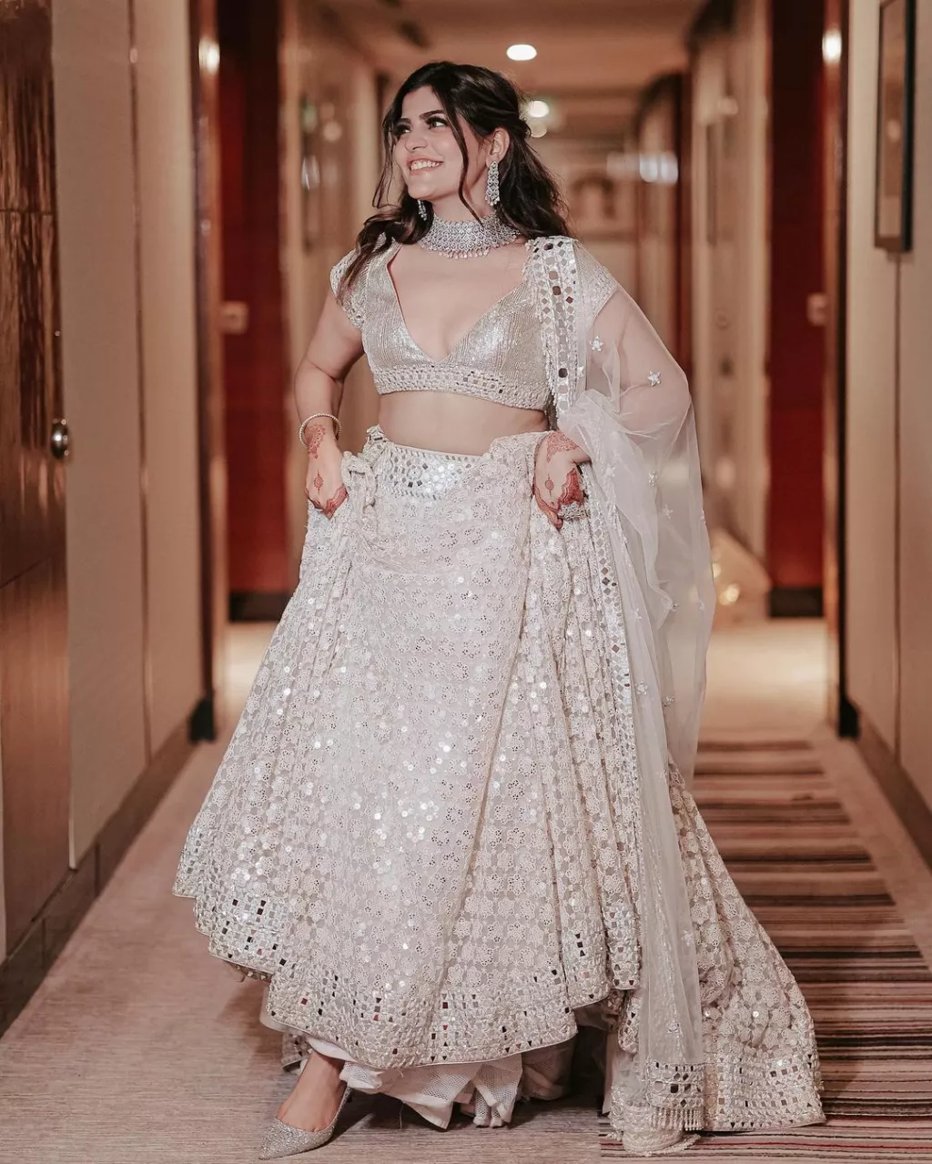 Blogger Bride-To-Be, Kritika Khurana Dons An Ivory Mirror-Work 'Lehenga ...