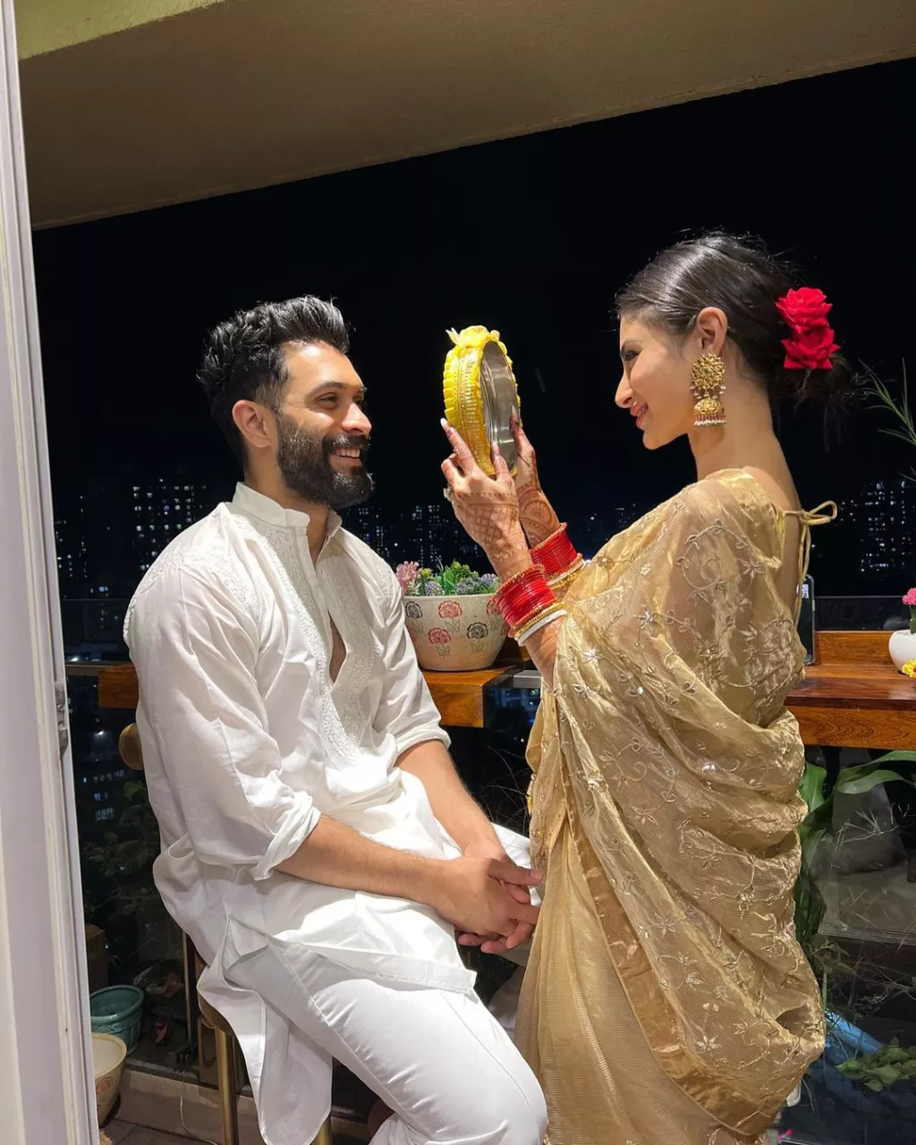 Mouni Roy Looks Pretty In A Sheer Saree On First Anniversary, Flaunts ...