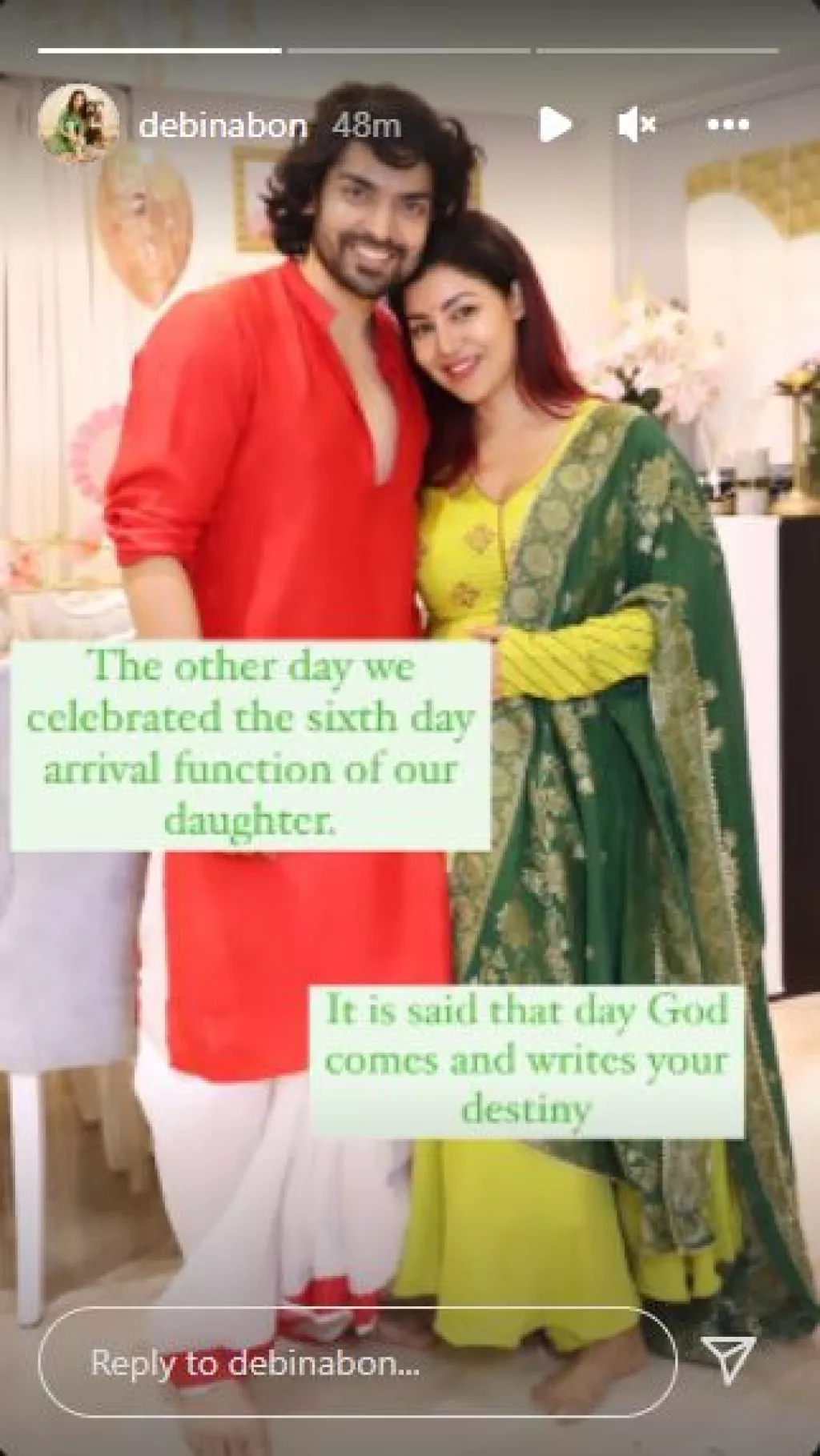 Debina Bonnerjee Shares Cutesy Glimpses From Sixth-Day Arrival Function ...