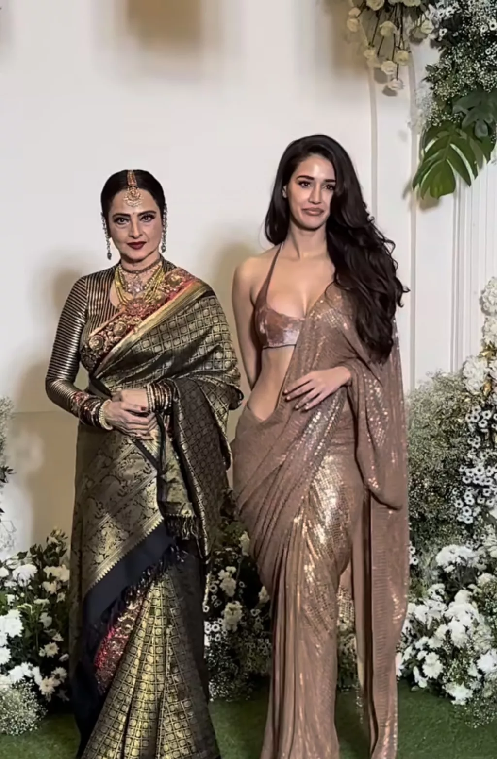Disha Patani Dons A Sultry Saree With Strappy Blouse, Poses With Rekha ...