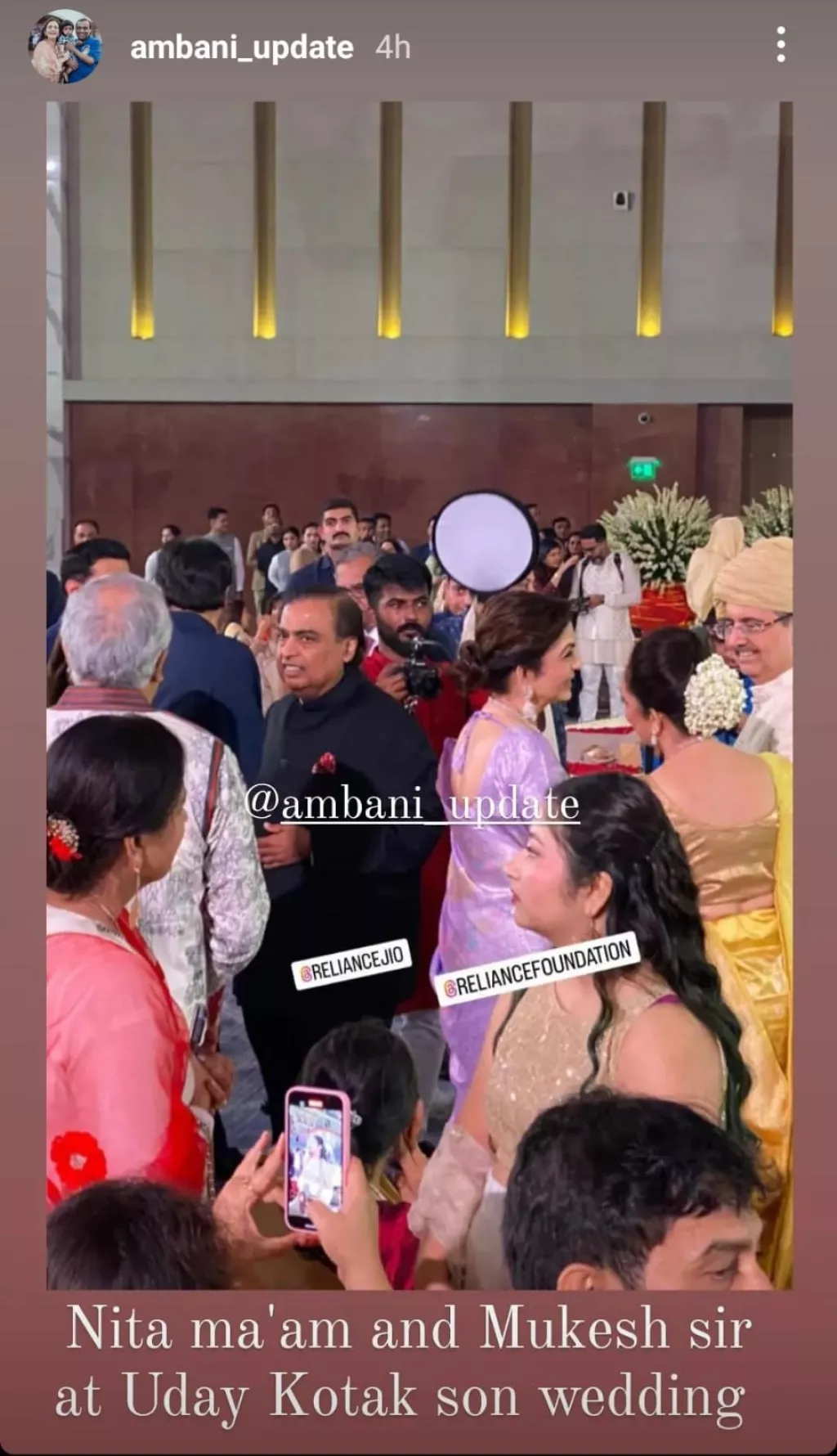 Nita Ambani Dons A Lavender-Hued Saree As She Attends Uday Kotak's Son ...