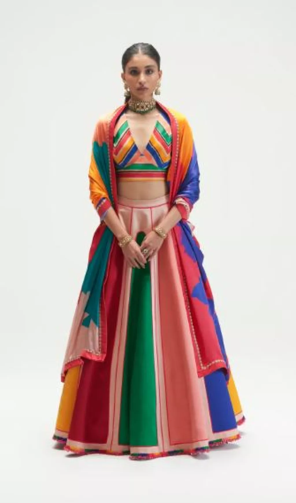 Keerthy Suresh Oozes Hotness In A Deep Neck 'Choli' Paired With Striped ...