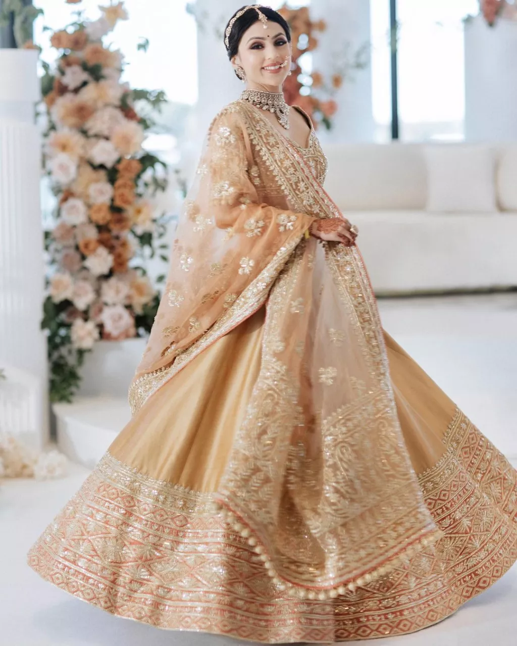 Manish Malhotra Bride Wore A Beige Gold Lehenga On Wedding, Donned ...