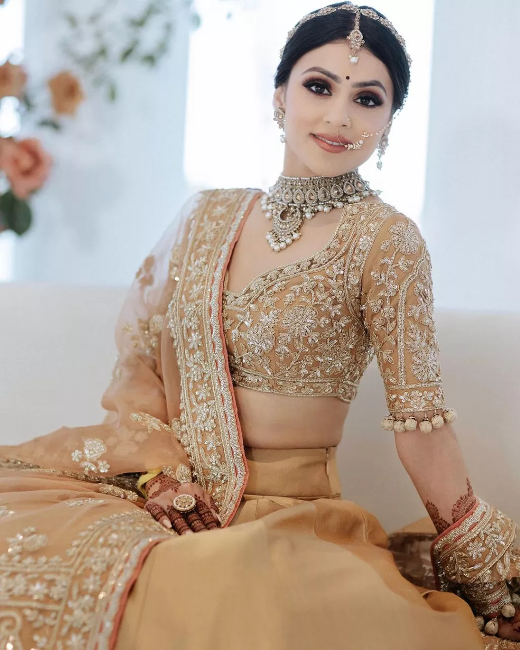 Manish Malhotra Bride Wore A Beige Gold Lehenga On Wedding, Donned ...
