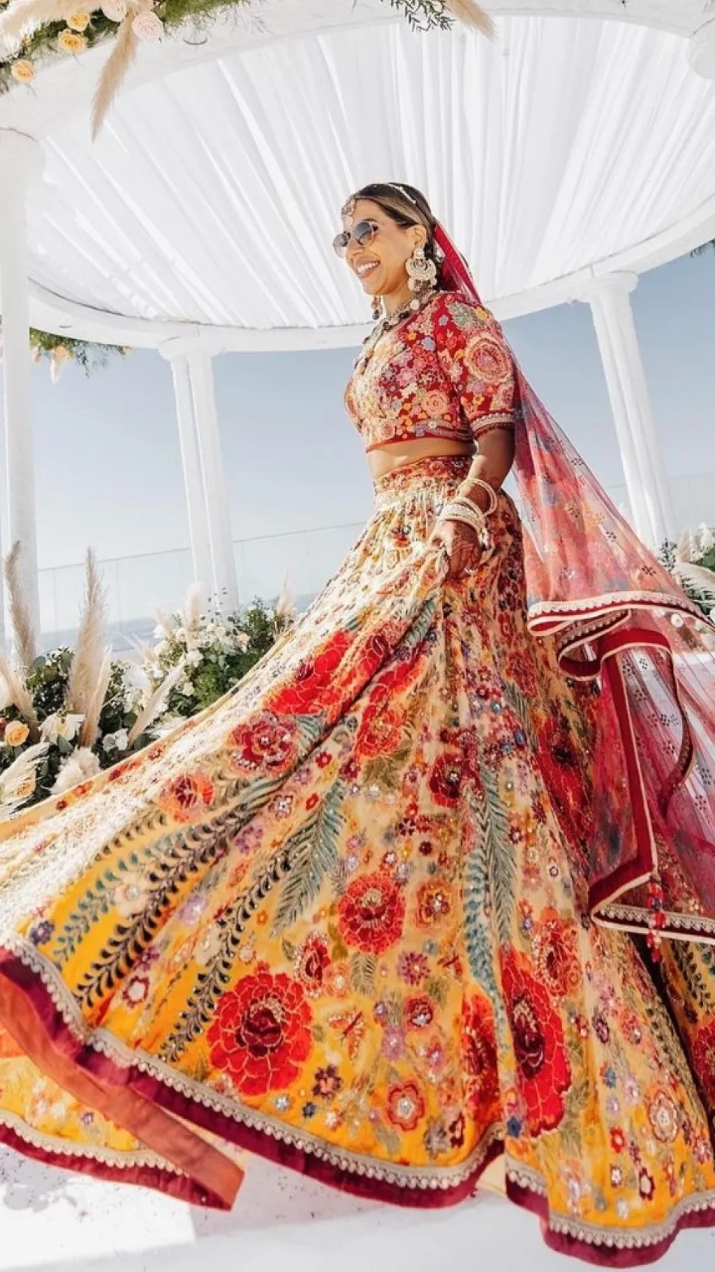 20 Brides Who Dazzled In Floral Embroidered Lehengas At Their Wedding ...