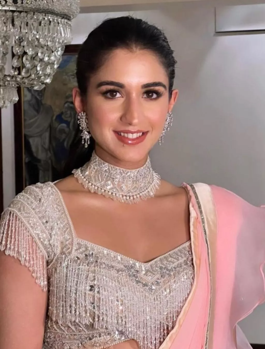 Radhika Merchant Looks Gorgeous In A Peach-Hued Floral Lehenga As She ...