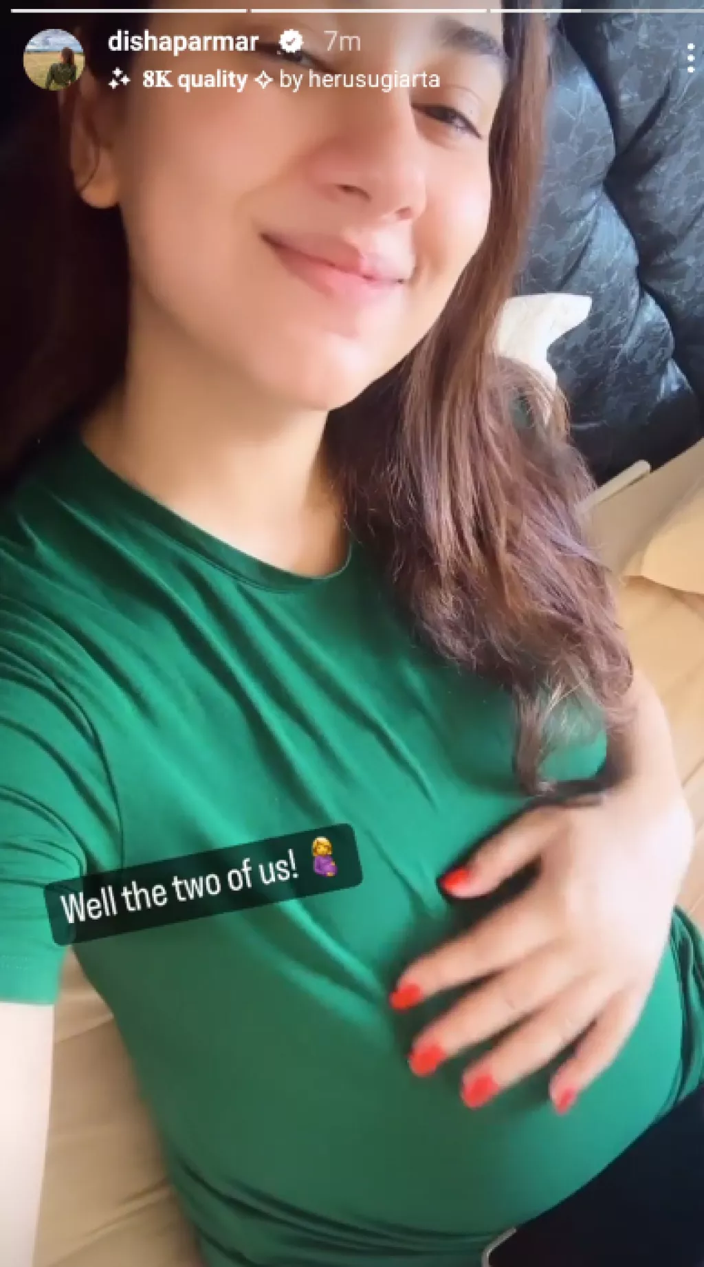 Disha Parmar Flaunts Baby Bump In A Green T-Shirt, She Spends Weekend At Home With Her Little One