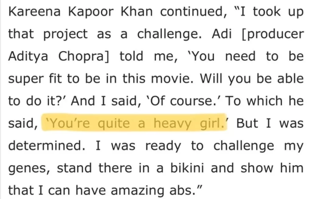 Kareena Kapoor Was Called 'Overweight' And 'Fat' By Aditya Chopra, Fans ...