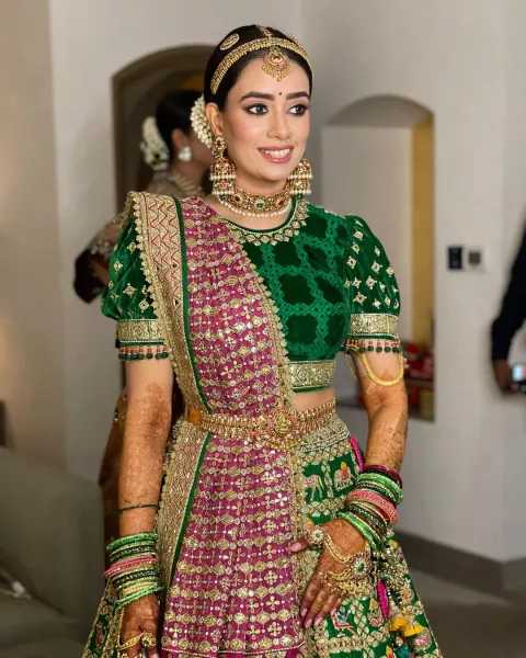 Bride Dons A Gujarati 'Gharchola' For Her Pre-Wedding Festivities ...
