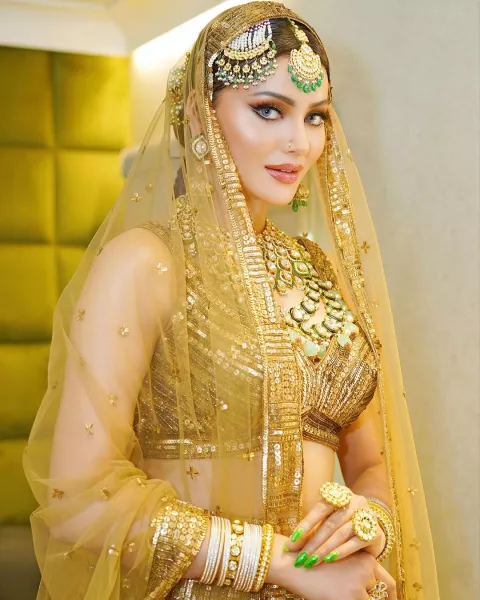 Urvashi Rautela Dons A Bridal Look, Stuns In A Golden-Hued Lehenga ...