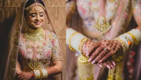 This Bride Opts For White Bridal Chooda With Sabyasachi Bridal Lehenga ...