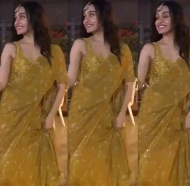 Shraddha Kapoor's Saree Look At Her Cousin Priyaank Sharma's Engagement ...