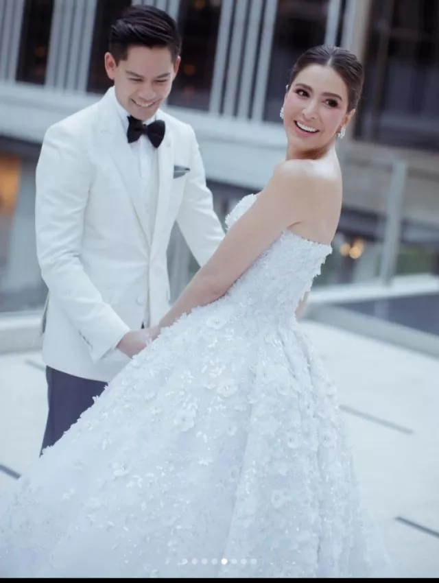 Thai Actress, Sririta Jensen Had Worn A 5-Meter Long Cape Gown For Her Wedding With Korn Narongdej
