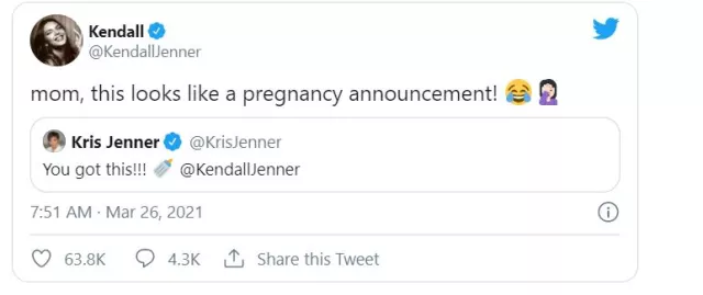 Kendall Jenner's Replies To Mom, Kris Jenner's Tweet, Sparking ...