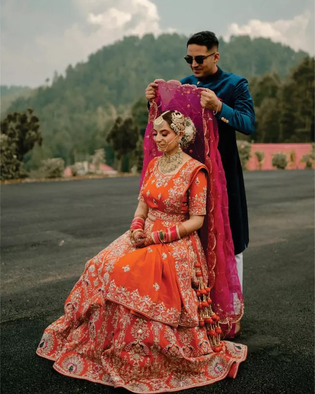 Pahadi Bride Wore Gorgeous Orange And Pink-Hued Lehenga With ...