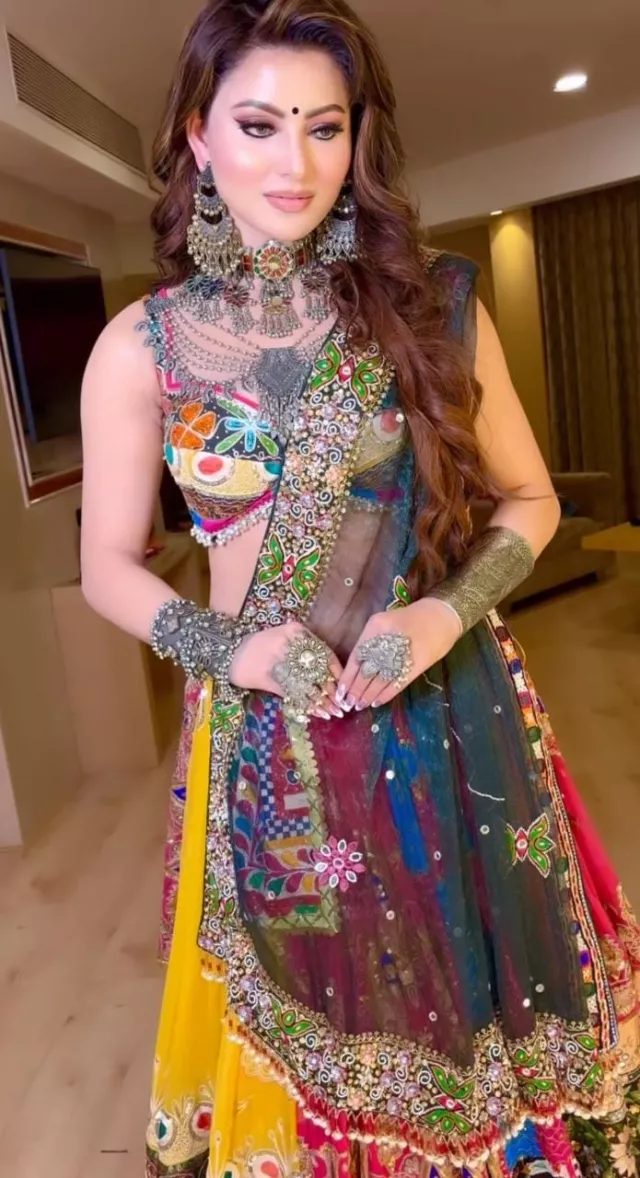 Urvashi Rautela Dons A Multi-Coloured 'Chaniya Choli Ghagra' Worth Rs ...
