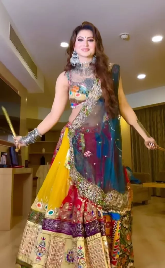 Urvashi Rautela Dons A Multi-Coloured 'Chaniya Choli Ghagra' Worth Rs ...