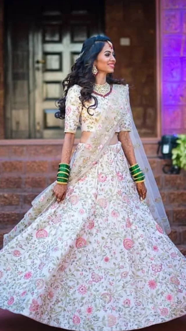 20 Brides Who Dazzled In Floral Embroidered Lehengas At Their Wedding ...