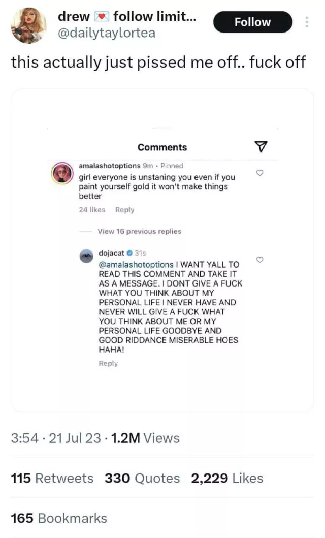 Doja Cat Fights and Blocks Her Fans For Her Alleged Boyfriend, The ...