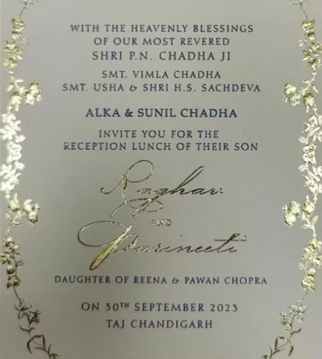 Parineeti Chopra And Raghav Chadha's Reception Invitation Card Goes Viral, It's Everything Serene