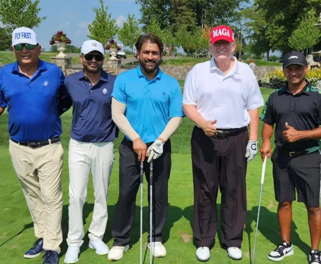 MS Dhoni Plays A Game Of Golf With Former US President, Donald Trump ...
