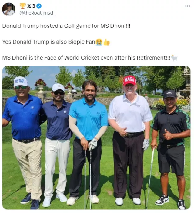 MS Dhoni Plays A Game Of Golf With Former US President, Donald Trump ...
