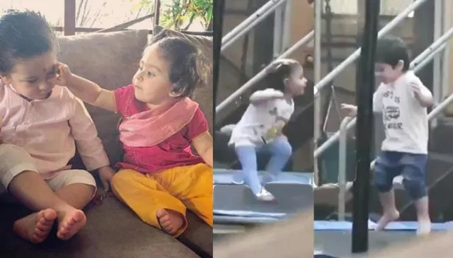 Taimur And Inaaya Jumping Crazily On Trampoline, Look At Her Funny ...