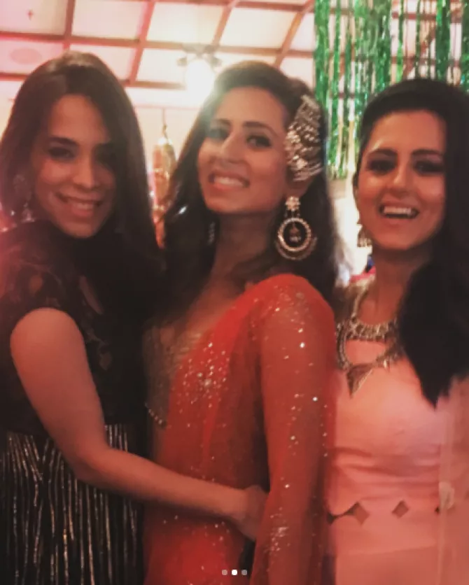 Sargun Slayed In Gold Embroidered Lehenga On Her Brother's Star-Studded ...