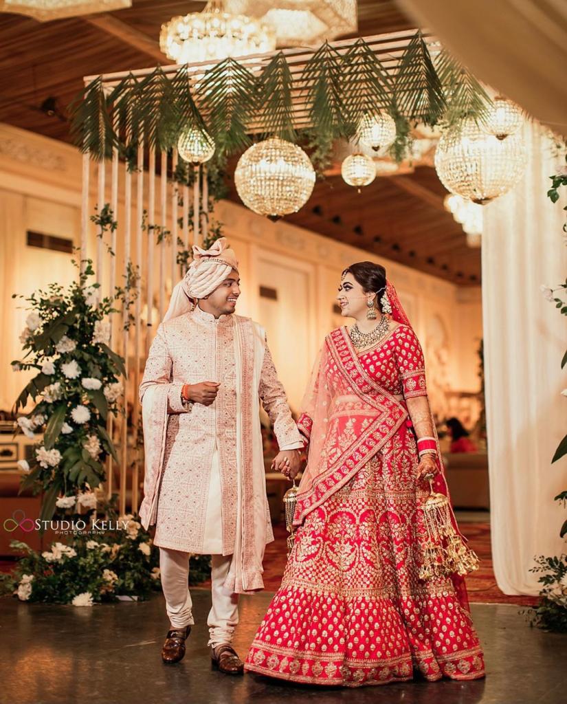 This Bride Donned A Heavily Embroidered Red 'Lehenga' On Her Wedding ...