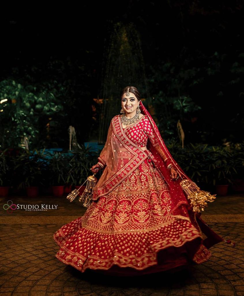 This Bride Donned A Heavily Embroidered Red 'Lehenga' On Her Wedding ...