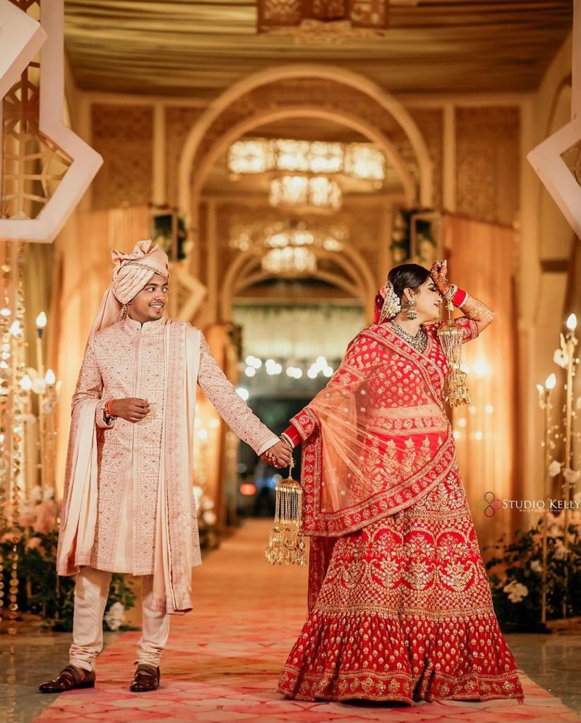 This Bride Donned A Heavily Embroidered Red 'Lehenga' On Her Wedding ...