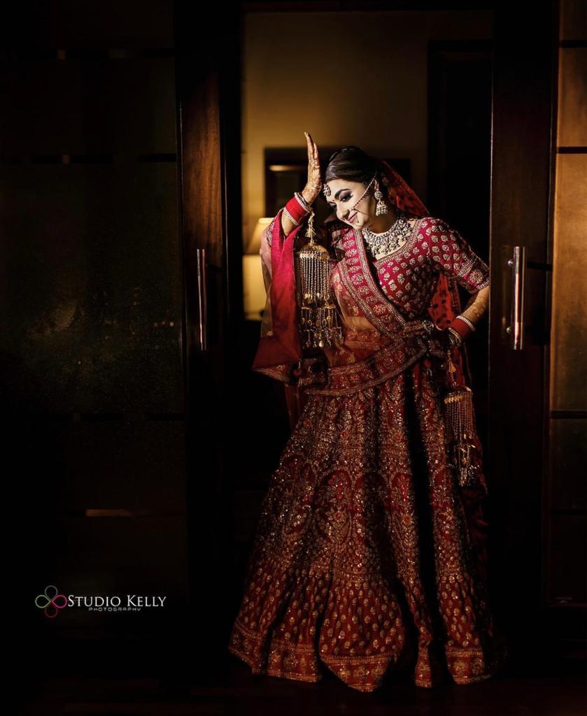 This Bride Donned A Heavily Embroidered Red 'Lehenga' On Her Wedding ...