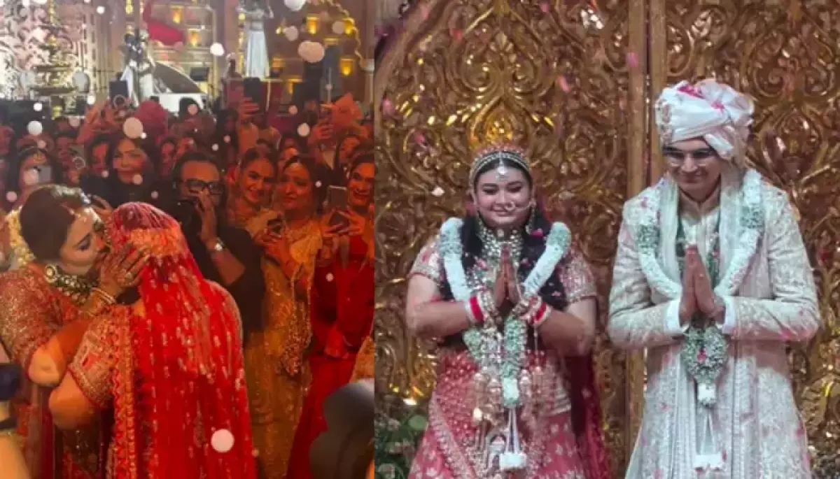 Philanthropist, Seema Singh Breaks Down During Daughter, Meghna's 'Varmala' Ceremony With Shantanu